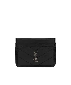 Saint Laurent Niki Card Case In Vintage Leather - Black