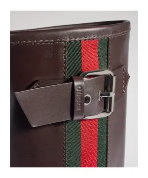 Gucci Biker Boot With Web Detail - Brown