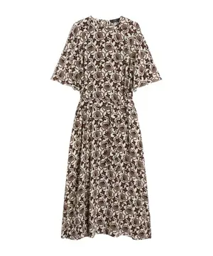 Max Mara Silk Crepe De Chine Dress - Brown