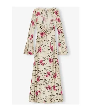 GANNI Floral Satin Maxi Dress