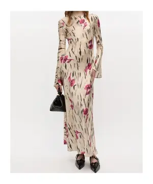 GANNI Floral Satin Maxi Dress