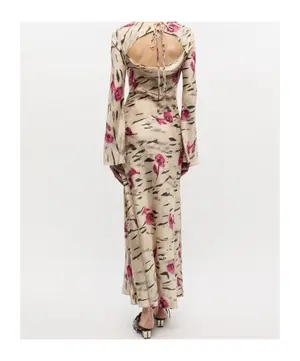 GANNI Floral Satin Maxi Dress