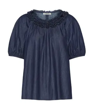 Max Mara Pleated Denim Shirt