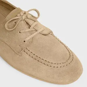 Celine Suede Calfskin Lace-up Loafers - Light Brown