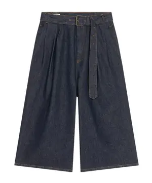 Dries Van Noten High-waisted Belted Wide-leg Denim Shorts