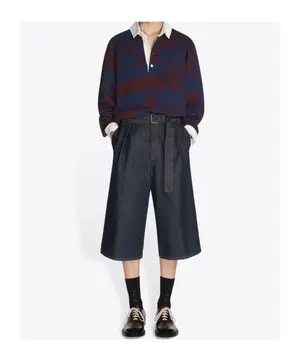 Dries Van Noten High-waisted Belted Wide-leg Denim Shorts