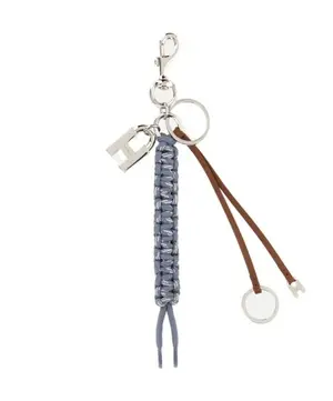Hogan Braided Leather Keyring With Metal H Charm - Blue