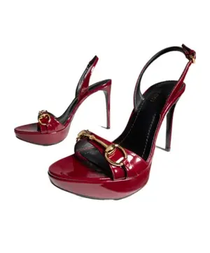 Gucci Platform Stiletto Sandals With Horsebit Detail - Burgundy