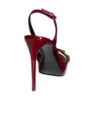 Gucci Platform Stiletto Sandals With Horsebit Detail - Burgundy