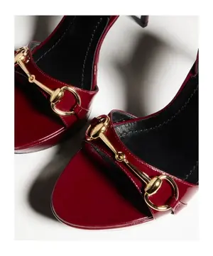 Gucci Platform Stiletto Sandals With Horsebit Detail - Burgundy