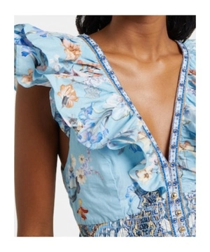 Camilla Shirred Floral Cotton Maxi Dress