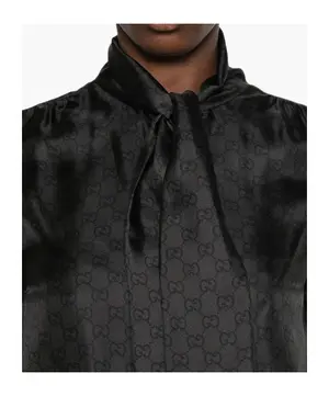 Gucci Printed Long-sleeve Twill Shirt - Black