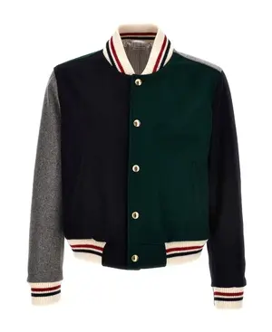 Thom Browne Colour-block Striped Bomber Jacket - Black