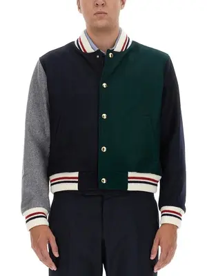 Thom Browne Color-block Striped Bomber Jacket