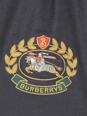 Burberry Navy Blue Logo Embroidered Scarf