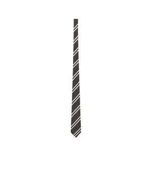 Saint Laurent Striped Tie In Silk Jacquard - Off-white/black