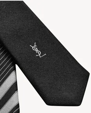Saint Laurent Silk Jacquard Striped Tie