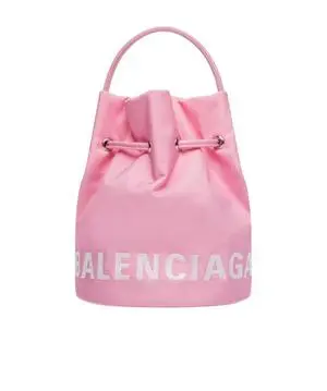 Balenciaga Wheel Xs Logo-embroidered Bucket Bag - Pink