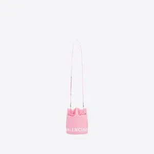 Balenciaga Wheel Xs Logo Embroidered Bucket Bag - Pink