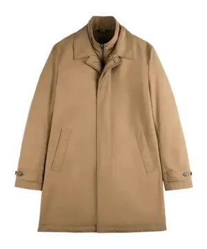 FAY Morning Coat In Technical Poplin - Brown