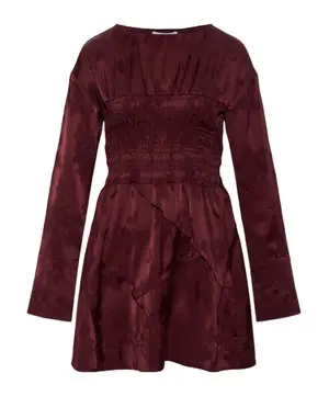 GANNI Long-sleeved Dress - Wine Red