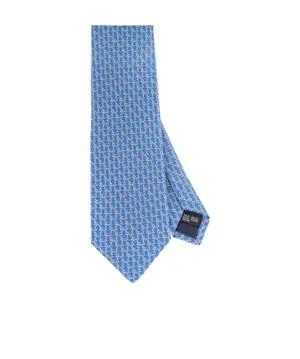 FERRAGAMO Jacquard Logo Tie - Blue