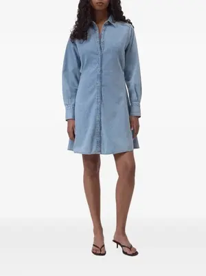 Closed Waisted Denim Shirt Dress - Light Blue