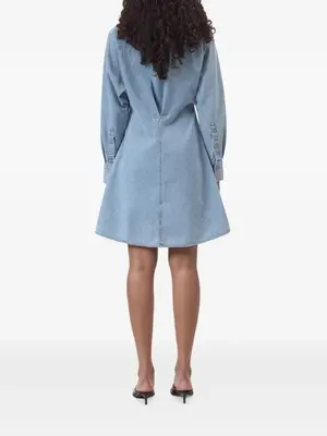 Closed Waisted Denim Shirt Dress - Light Blue