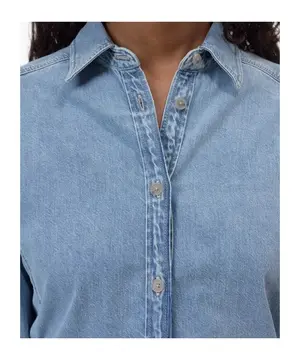 Closed Waisted Denim Shirt Dress - Light Blue