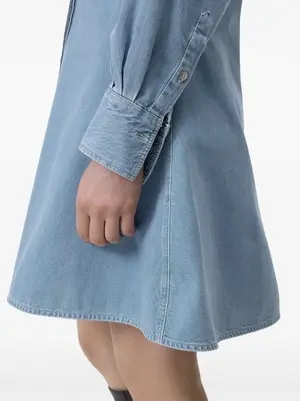 Closed Waisted Denim Shirt Dress - Light Blue