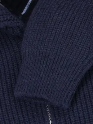 Malo Ribbed Half-zip Knit Sweater - Blue