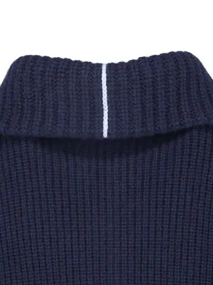 Malo Ribbed Half-zip Knit Sweater - Blue