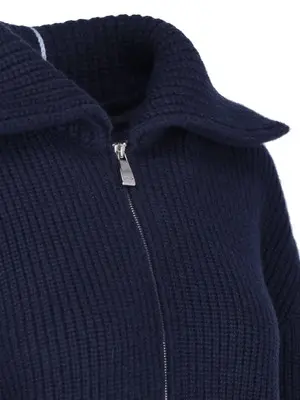 Malo Ribbed Half-zip Knit Sweater - Blue