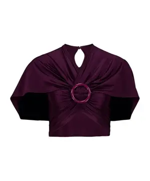 Rabanne Magenta Ruched V-neck Top - Purple