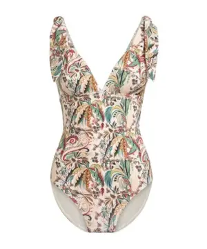 Etro One-piece Swimsuit With Paisley Foliage Motif - Cream
