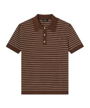 A.p.c. Fitted Striped Brown Polo - Brown/ecru