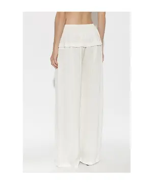 Alaïa Wide Leg Trousers With Elasticated Waistband And Drawstring - Cream