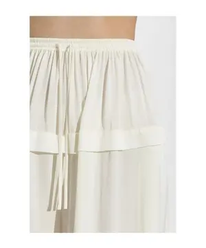 Alaïa Wide Leg Trousers With Elasticated Waistband And Drawstring - Cream