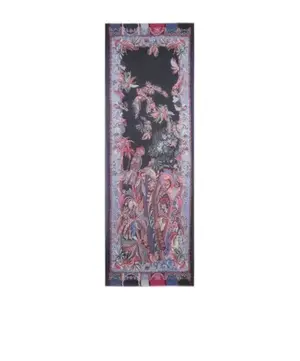 Etro Modal And Cashmere Scarf With Placed Parrot Print And Paisleys - Blue