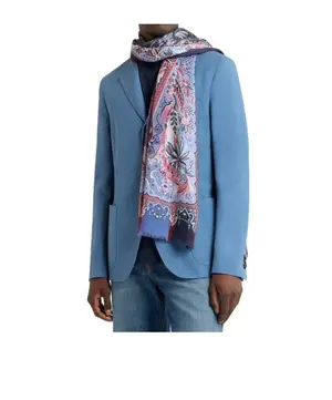 Etro Modal And Cashmere Scarf With Placed Parrot Print And Paisleys