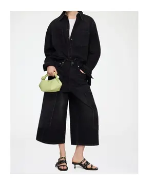 GANNI Denim Broderie Anglaise Shirt - Black Washed