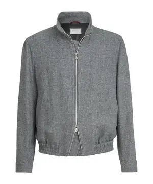 Brunello Cucinelli Mélange-effect Zip-up Jacket - Gray