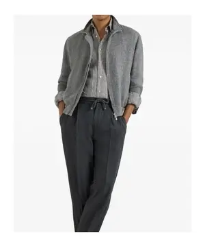 Brunello Cucinelli Mélange-effect Zip-up Jacket - Gray