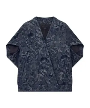 Giorgio Armani Oversized Jacket In Floral Jacquard Denim Denim Collection - Black