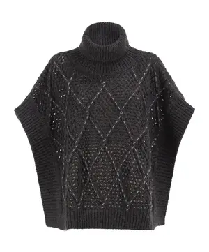 Peserico Hollow Shawl Sweater - Black
