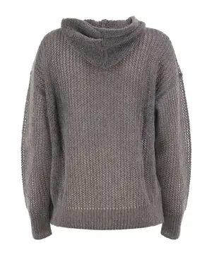 Peserico Sequined Hooded Open-knit Jumper