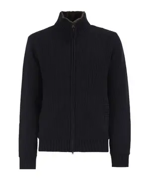 Herno High-neck Knit Cardigan - Black