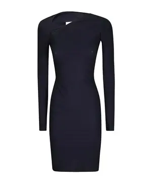 MAISON MARGIELA Asymmetrical Neckline Midi Dress - Black