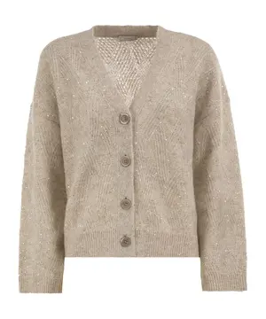 Peserico V-neck Knitted Cardigan With Sequins