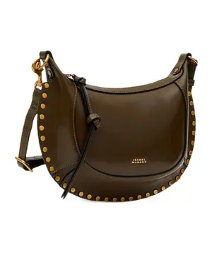 Isabel Marant Étoile Oskan Moon Stud-embellished Shoulder Bag - Dark Olive